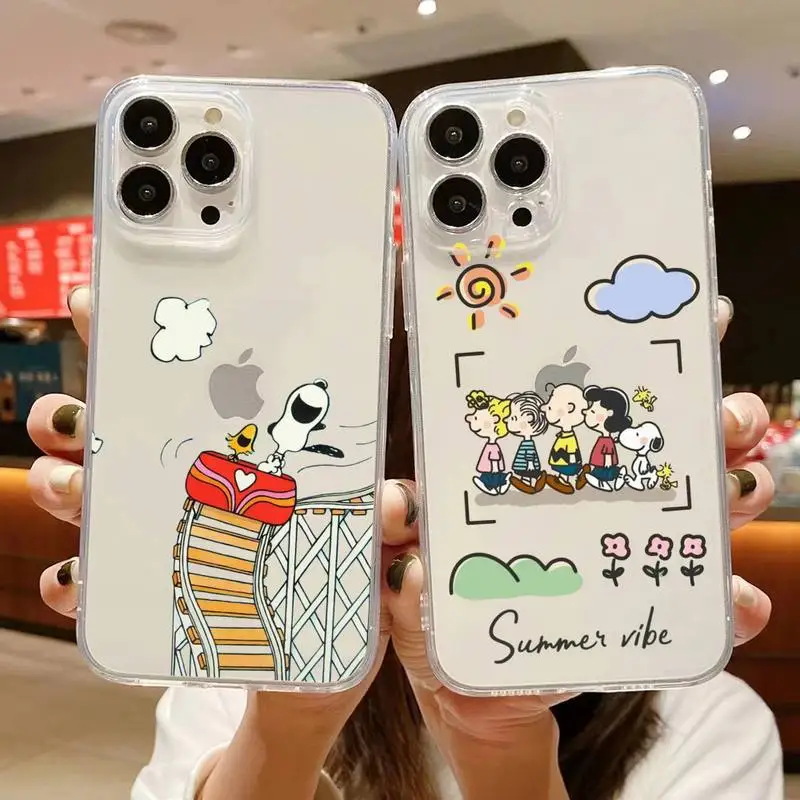Funda de teléfono de dibujos animados Charlie Brown Snoopy Dog para iphone 14 Plus 13 12 11 Pro ...