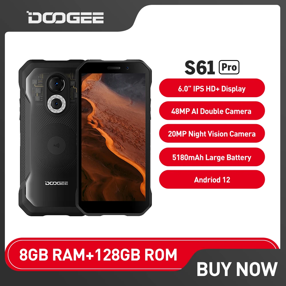 DOOGEE-S61-Pro-Smartphone-8GB-128GB-Rugged-Mobile-Phone-6-0-Inch ...