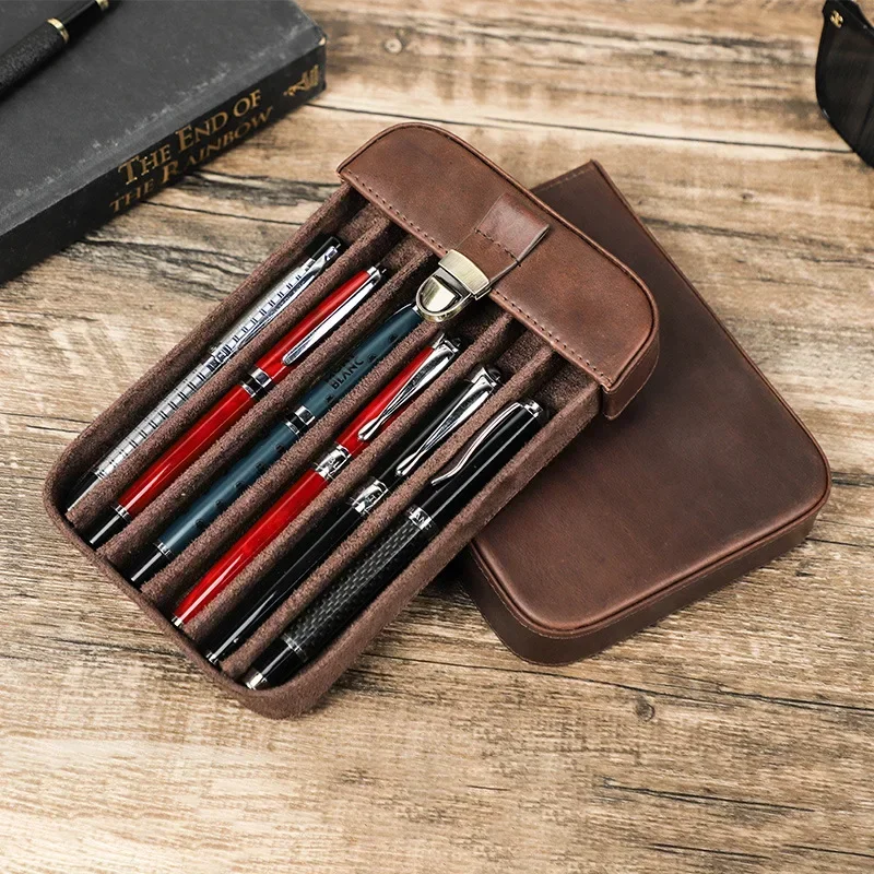 Luxury Genuine Leather Fountain Pen Handcrafted Fashion for 3-6 Pen Bag ...