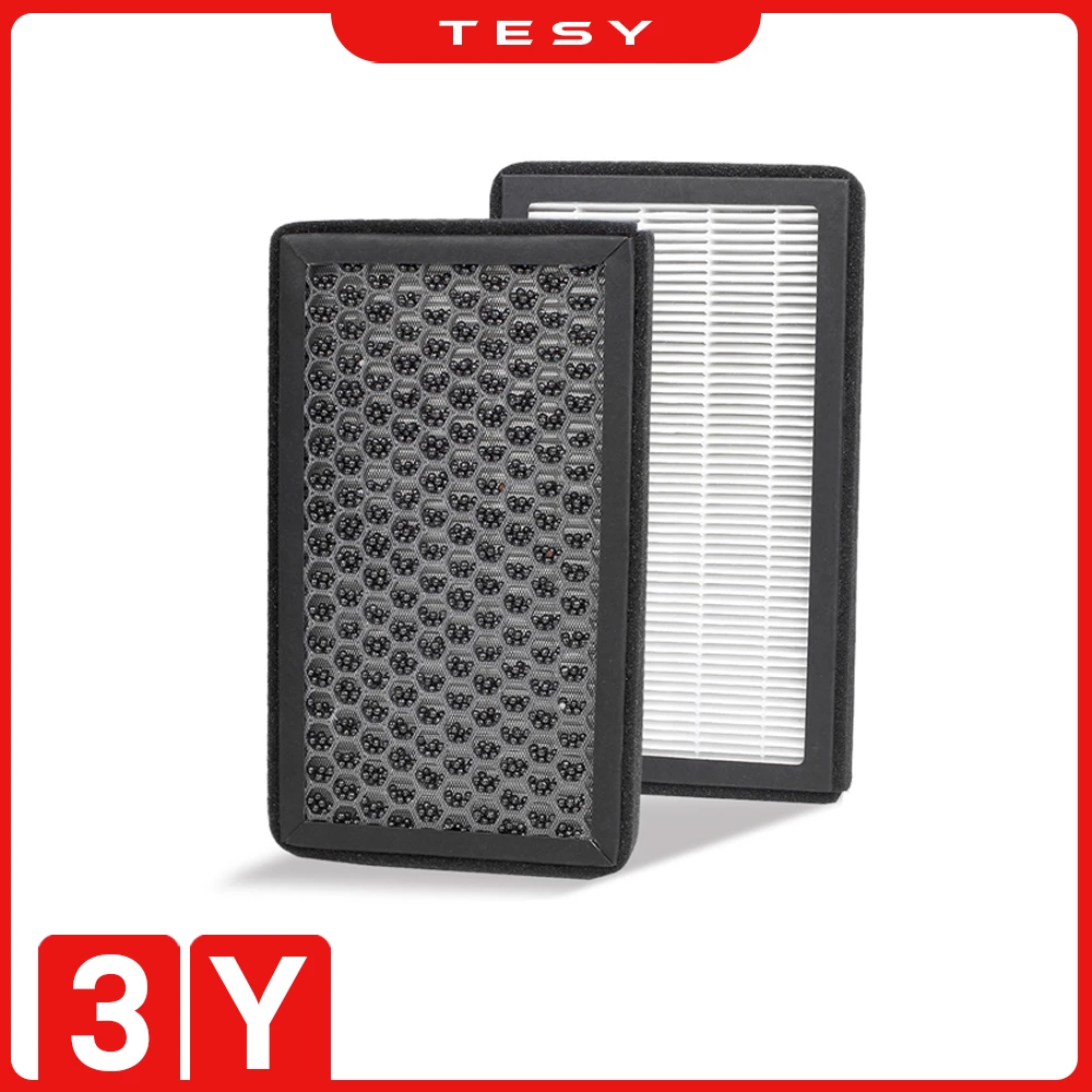 For-Tesla-Model-Y-HEPA-Activated-Carbon-Air-Filter-2-Pieces-Set-Air ...