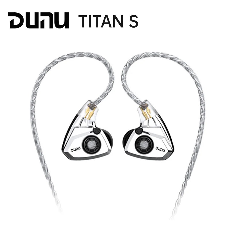 DUNU TITAN S 이어폰 IEM 다이나믹 드라이버 이어버드, 고순도 은도금 구리 케이블, 인이어 헤드셋, 11mm, 0 ...