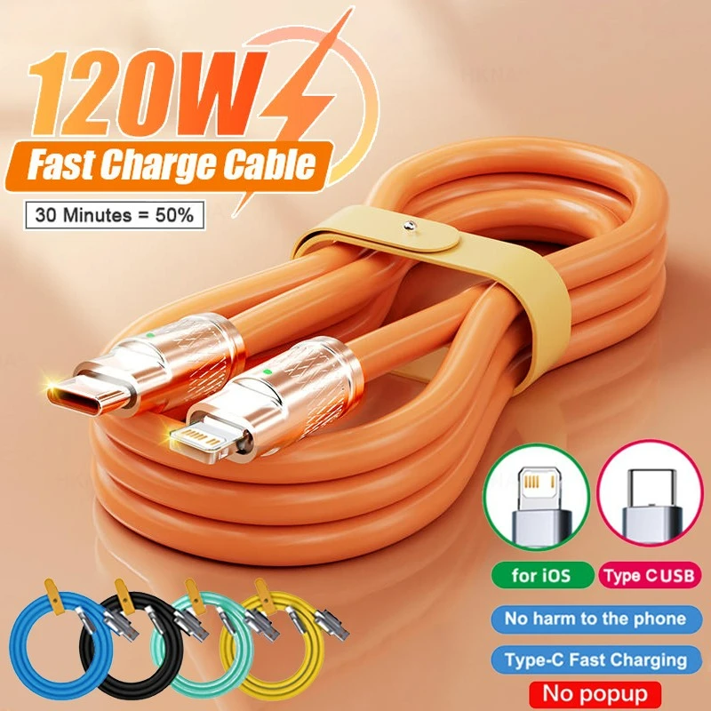 120W-6A-Super-Fast-Charge-USB-Cable-For-iPhone-Xiaomi-Huawei-Samsung ...