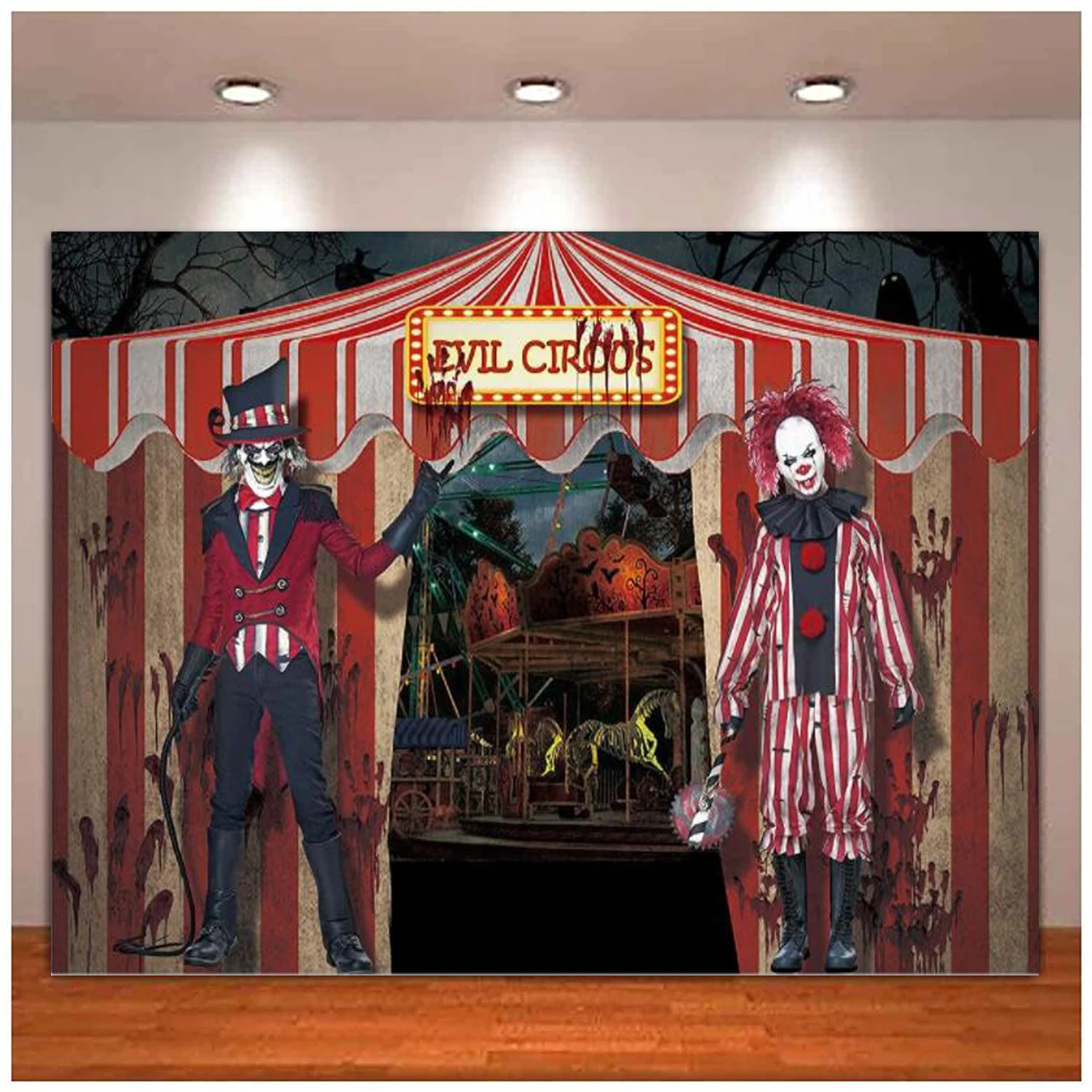 Horror-Circus-Photography-Backdrop-with-Table-Cover-Halloween-Giant ...