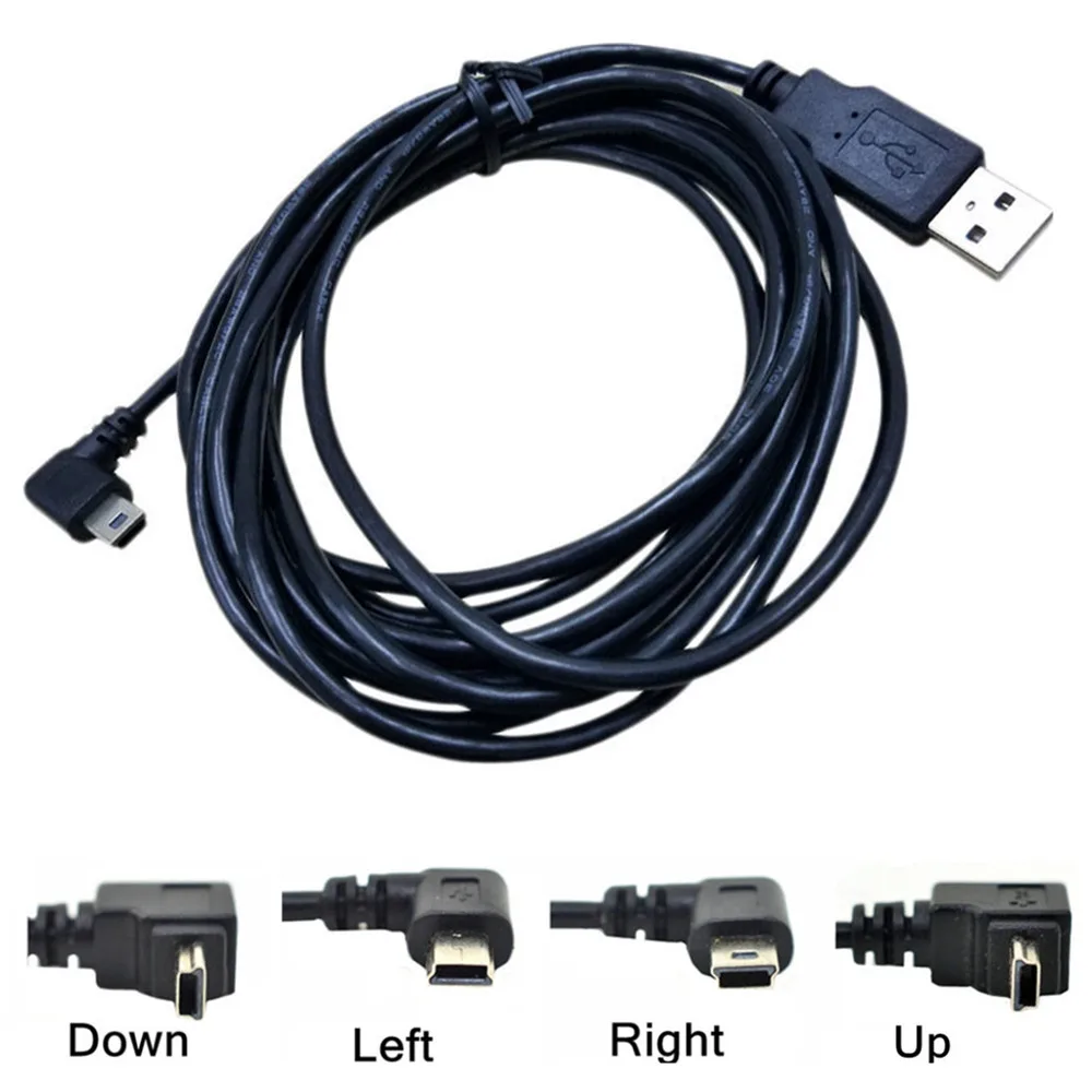 USB 2.0 to Mini USB Data Sync Cable 90 Degree Angled Elbow 5 Pin B Male ...