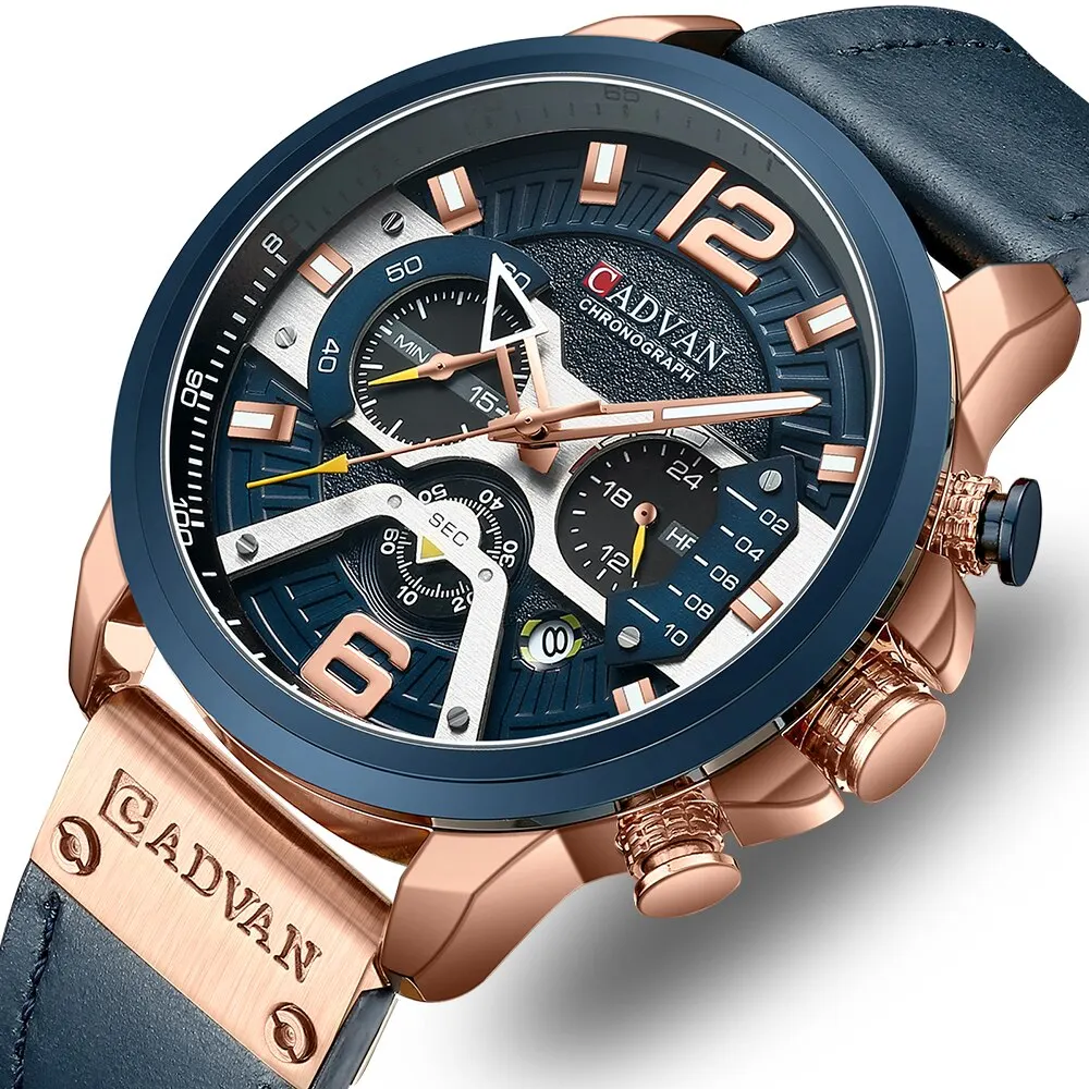 CADVAN Casual Sport Watches for Men Top Brand Luxury Military Leather ...