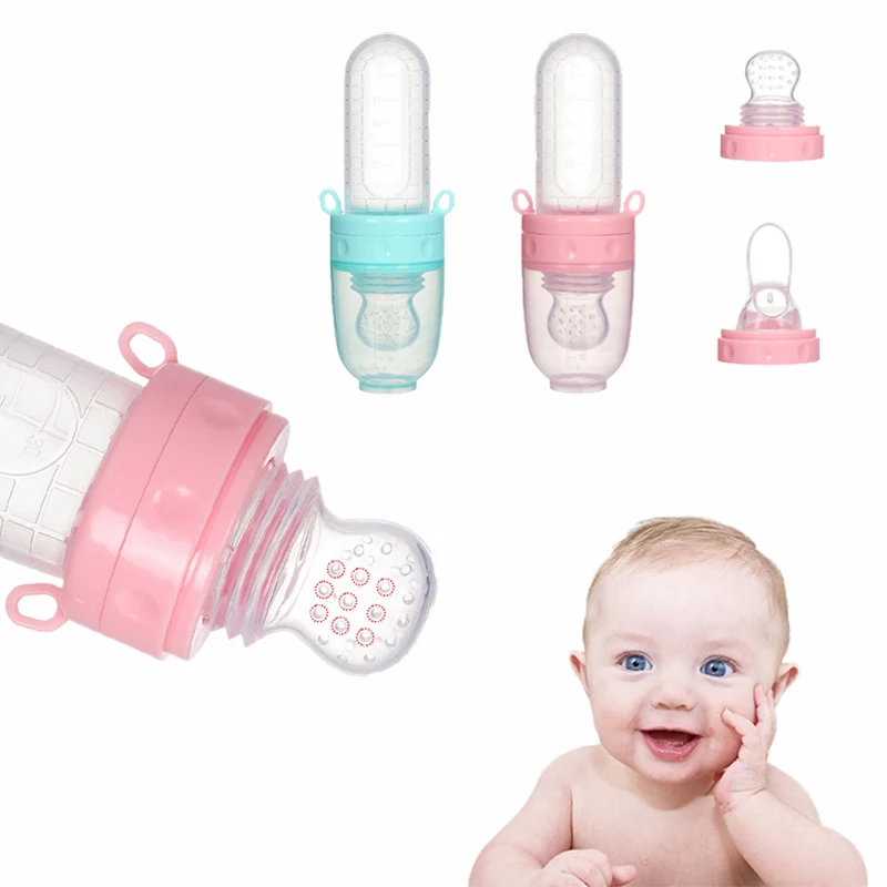 Newborn Baby Food Feeder With Spoon Silicone Nibbler Pacifier Fruit ...