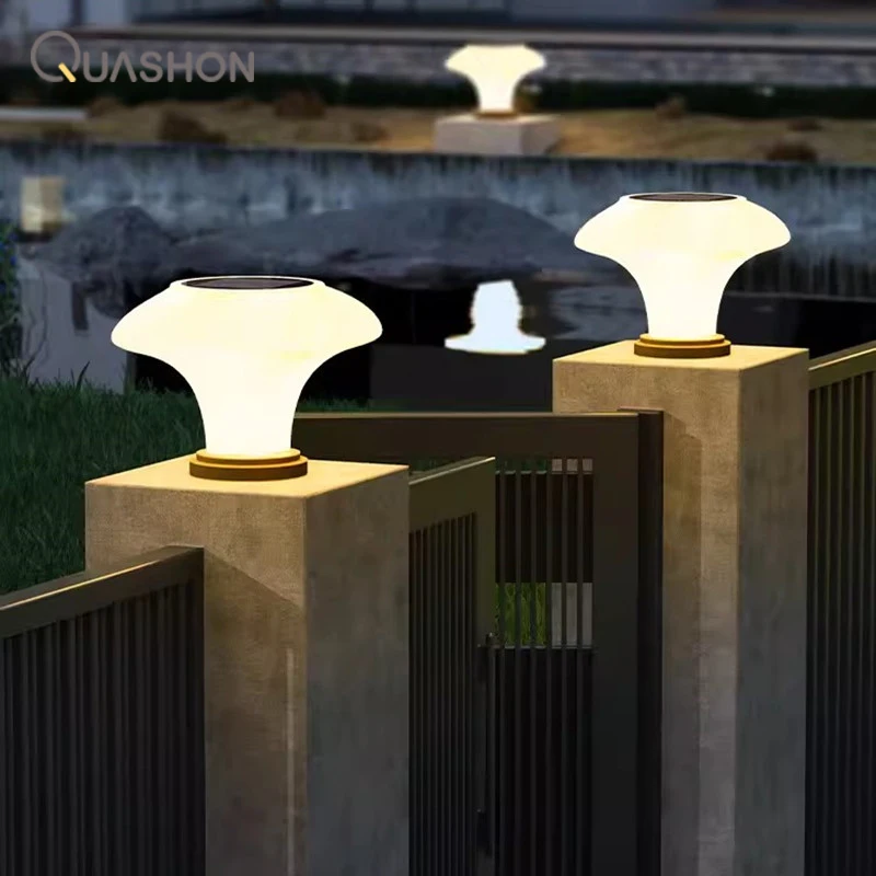 Solar-Pillar-Lamp-Villa-Outdoor-Gate-Door-Pier-Light-Waterproof-Garden ...