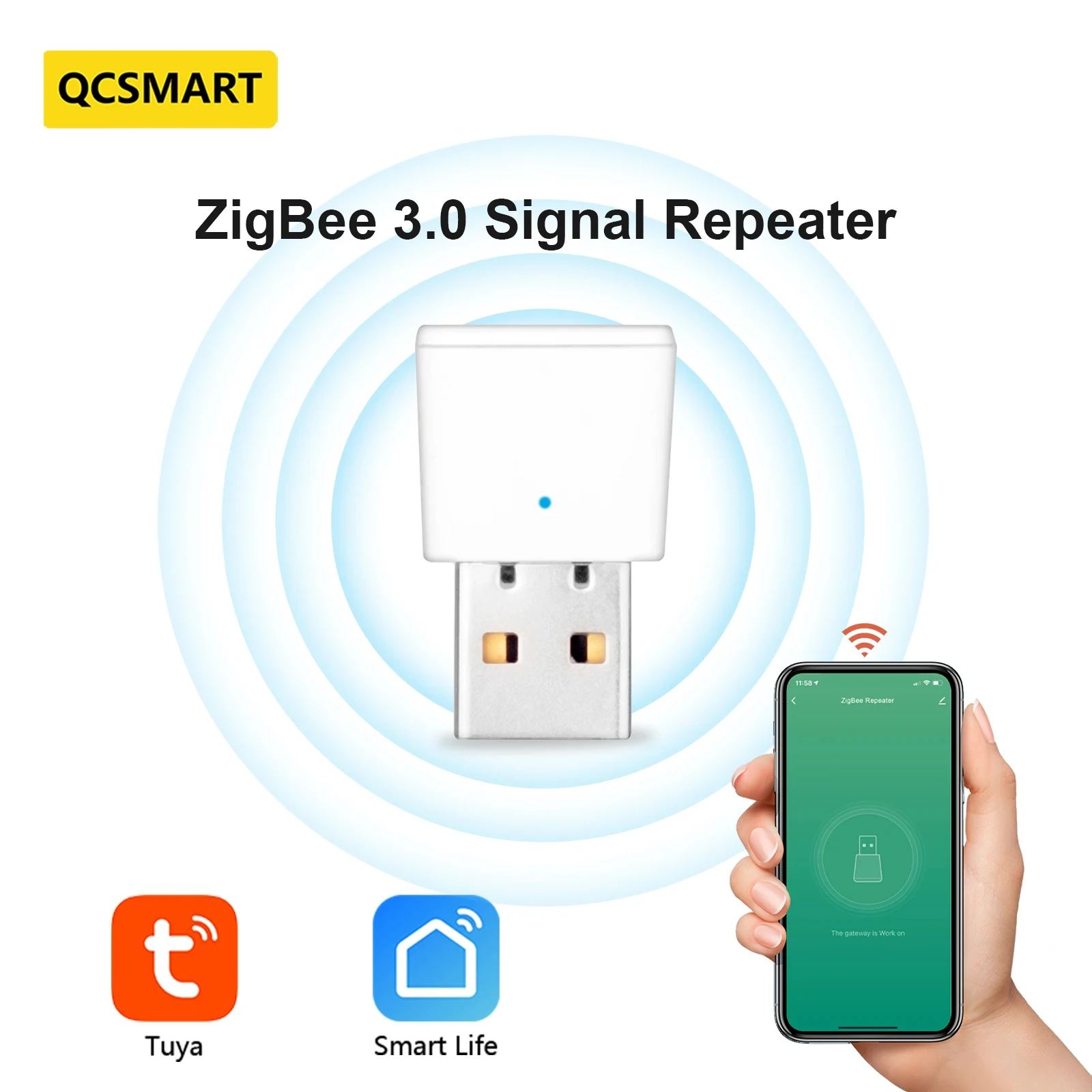 QCSMART-Tuya-ZigBee-3-0-Repeater-MINI-Size-USB-Signal-Extender-For ...
