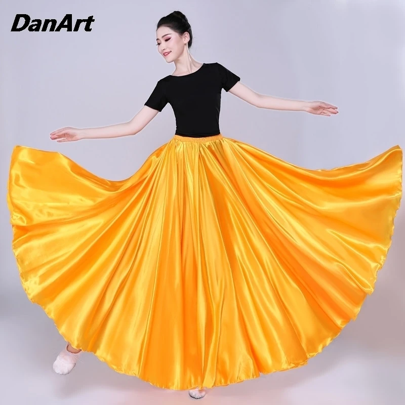 360-540-720-Degree-Satin-Skirt-Women-Large-Swing-Long-Skirt-Stage ...