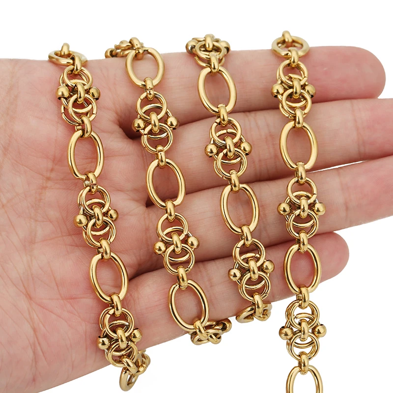 Cadenas pesadas grandes y gruesas de acero inoxidable chapado en oro ...