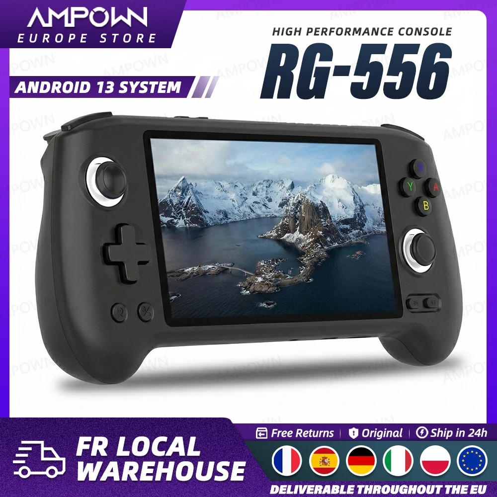 ANBERNIC RG556 Handheld Game Console 5.48'' AMOLED Screen Android13 OS ...