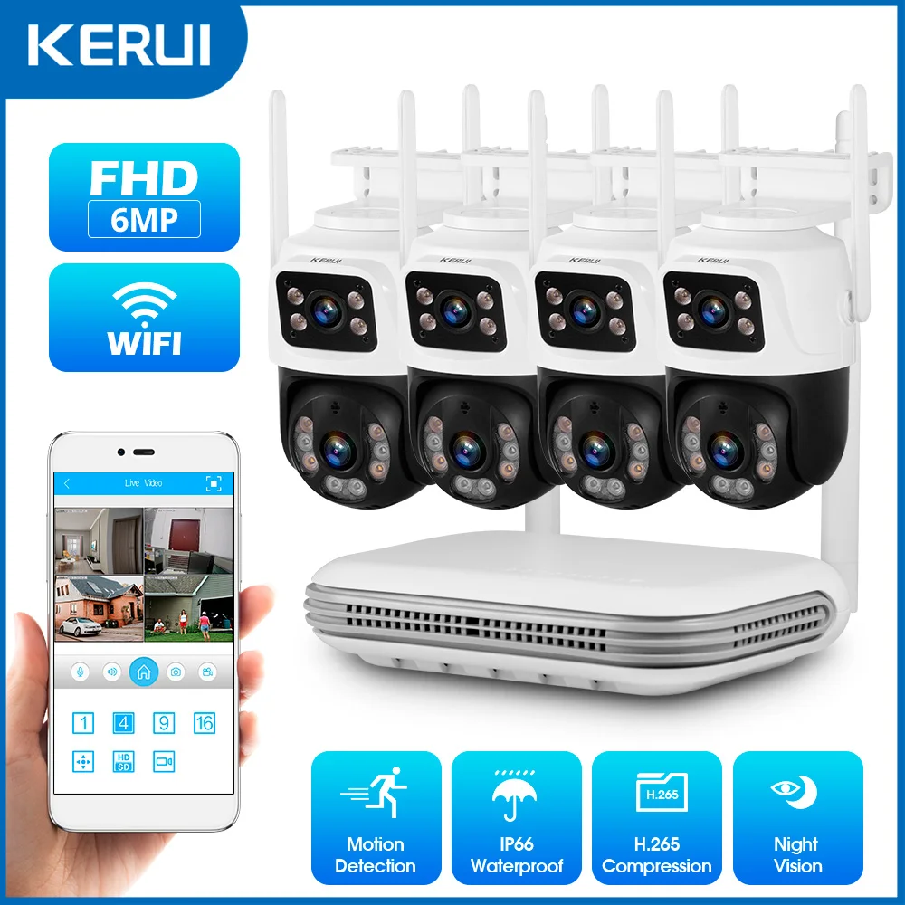 KERUI-Waterproof-6MP-HD-Wireless-Dual-Lens-PTZ-WIFI-IP-Home-Security-Surveillance-Camera-System ...