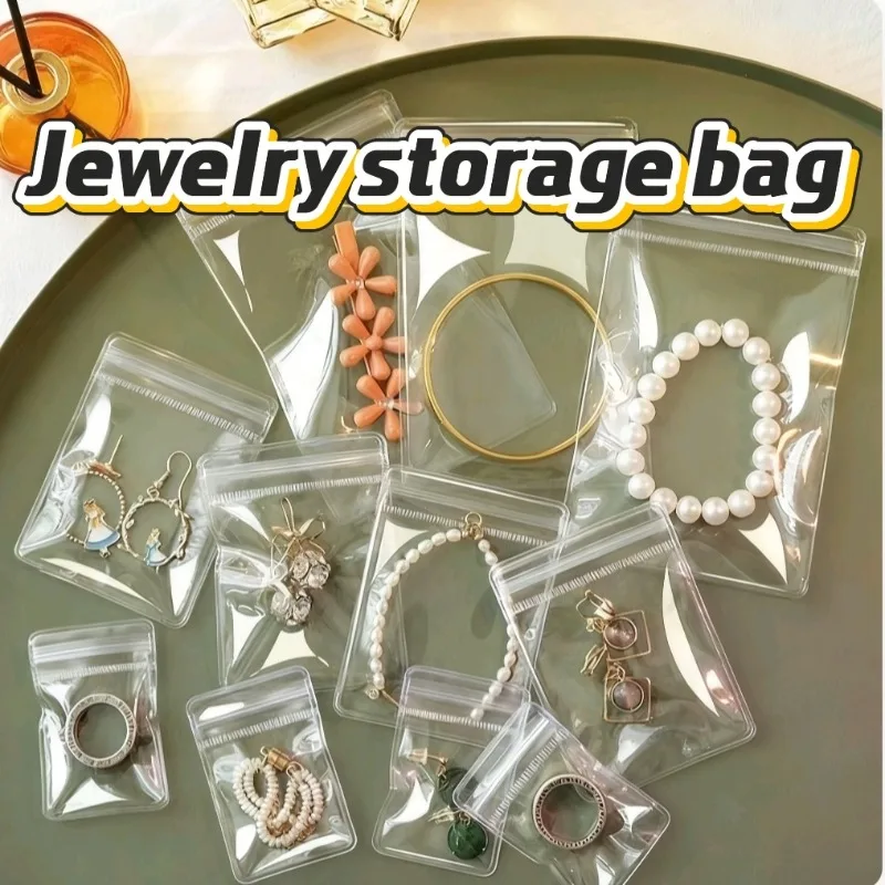 10-500Pcs Transparent PVC Jewelry Pouches Zip Storage Bag for Earring ...
