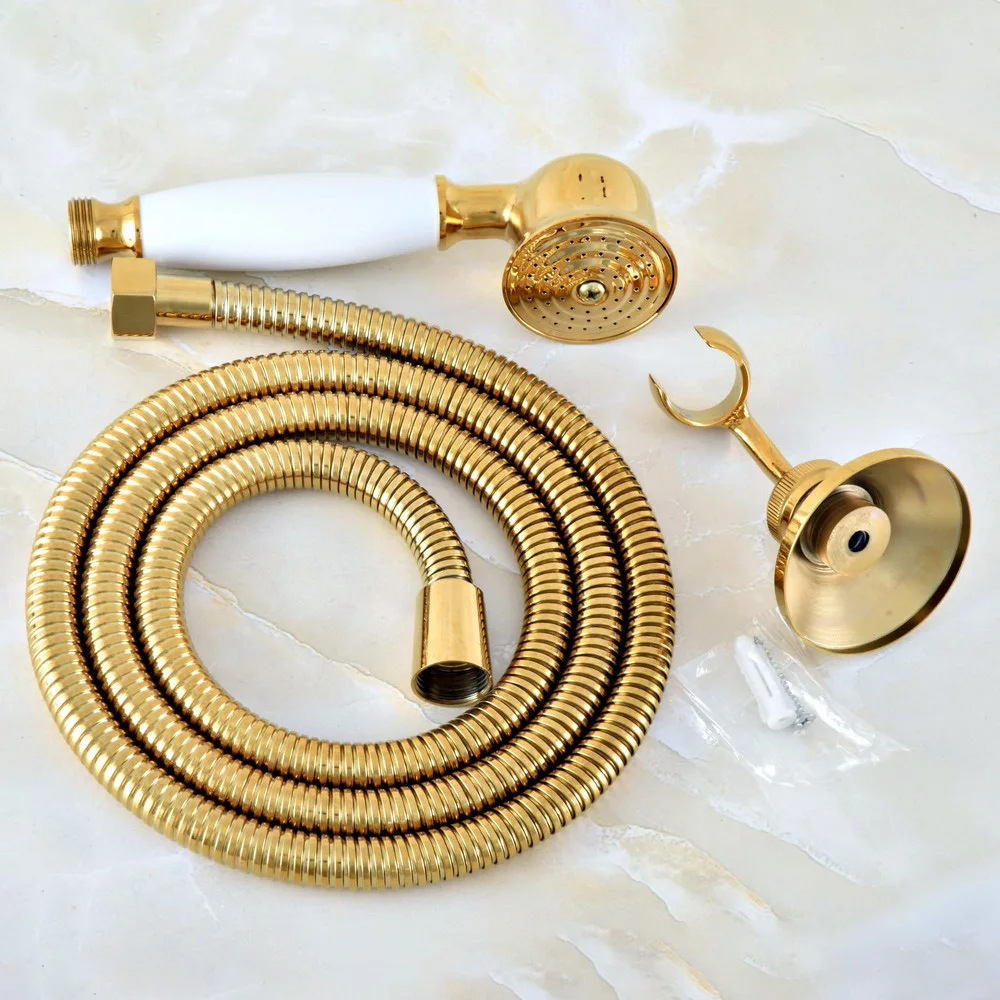 Gold-Color-Brass-Bathroom-Shower-Hand-Spray-Telephone-Handheld-Shower ...