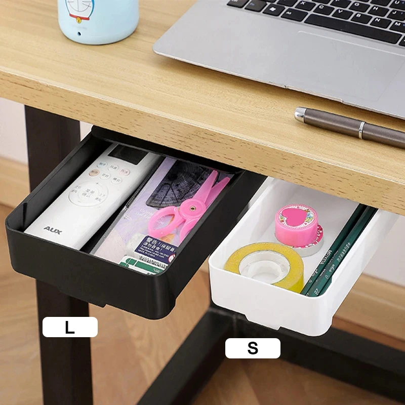 Desktop-Pencil-Tray-Under-Desk-Drawer-Storage-Box-Hidden-Table ...