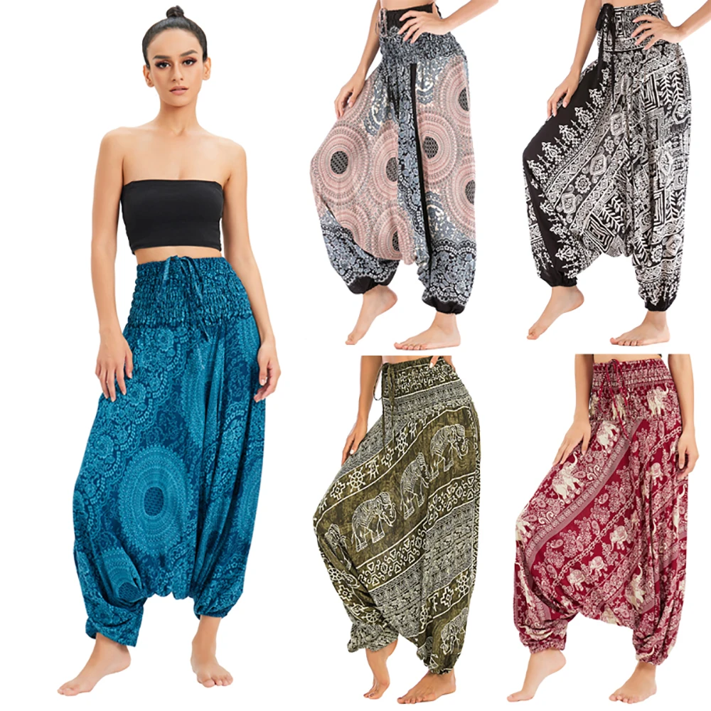 Bohemian-Pants-Women-Pantalones-Mujer-Hippie-High-Waist-Rayon-Harem ...