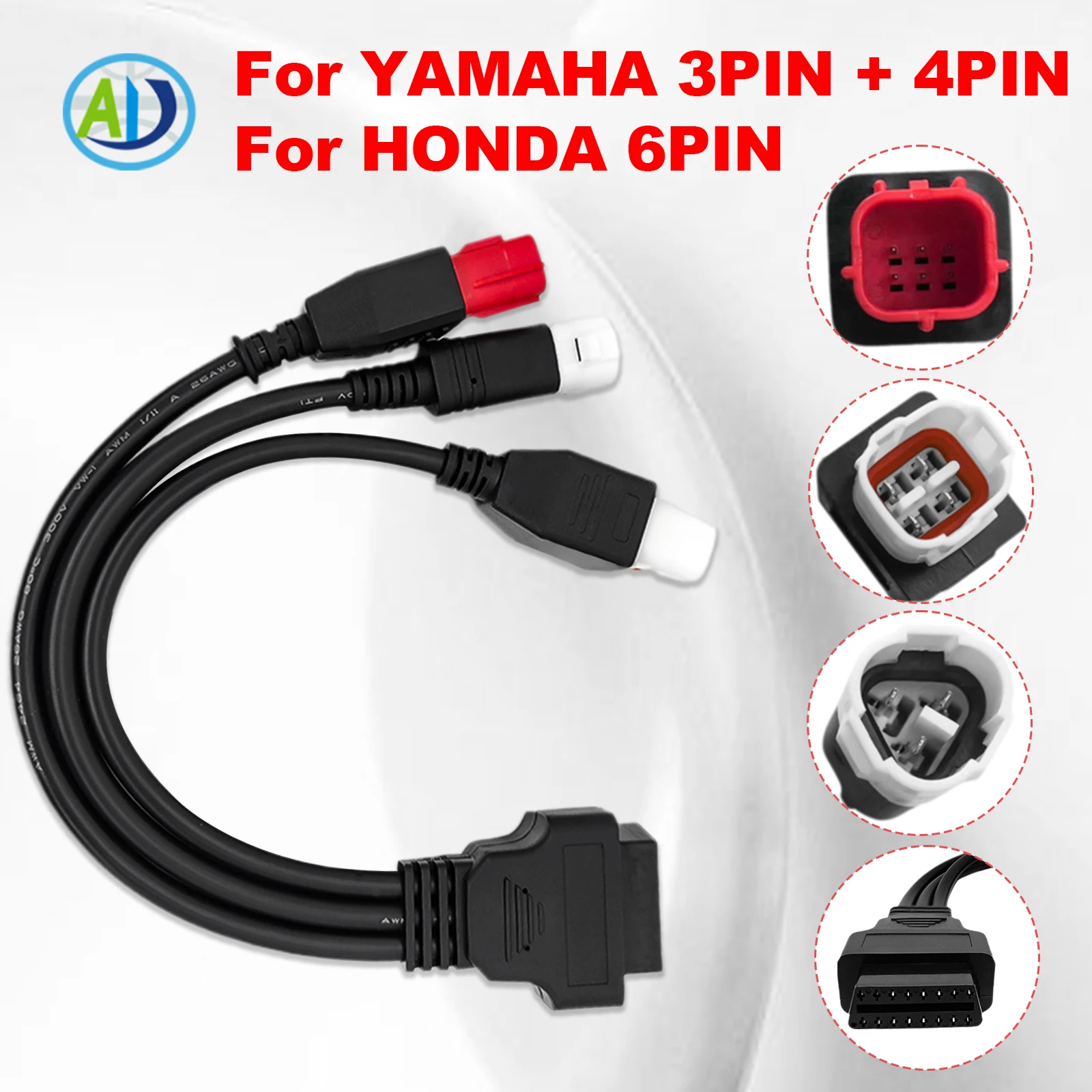 3 IN 1 Motorcycle Diagnostic Connector 3pin 4pin 6pin For Yamaha Honda ...