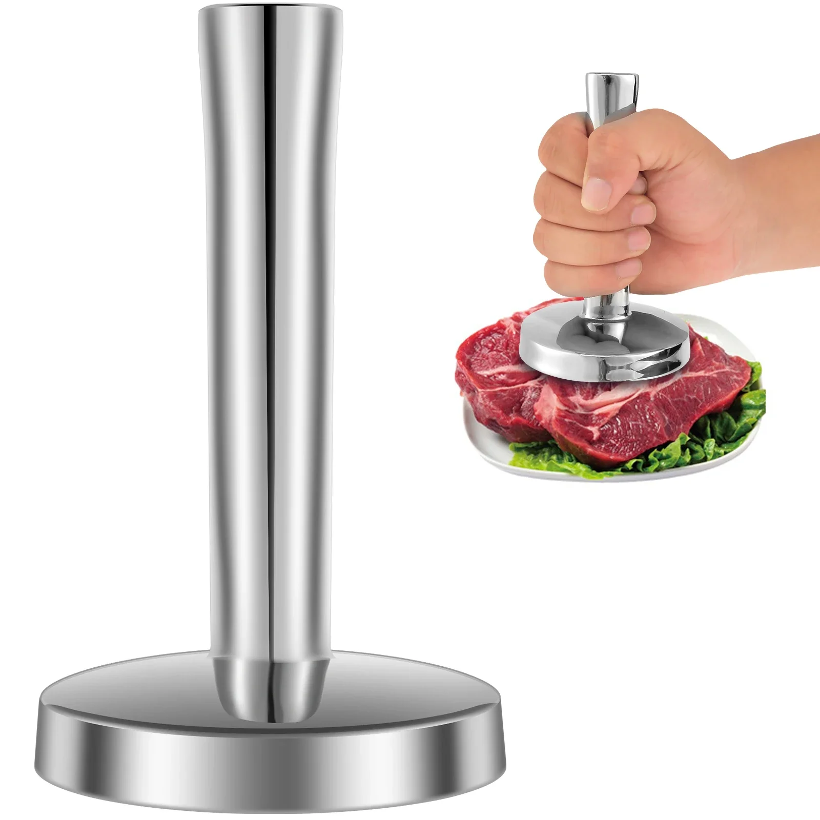 Meat-Pounder-Flattener-Stainless-Steel-Kitchen-Meat-Mallet-Large-Meat ...