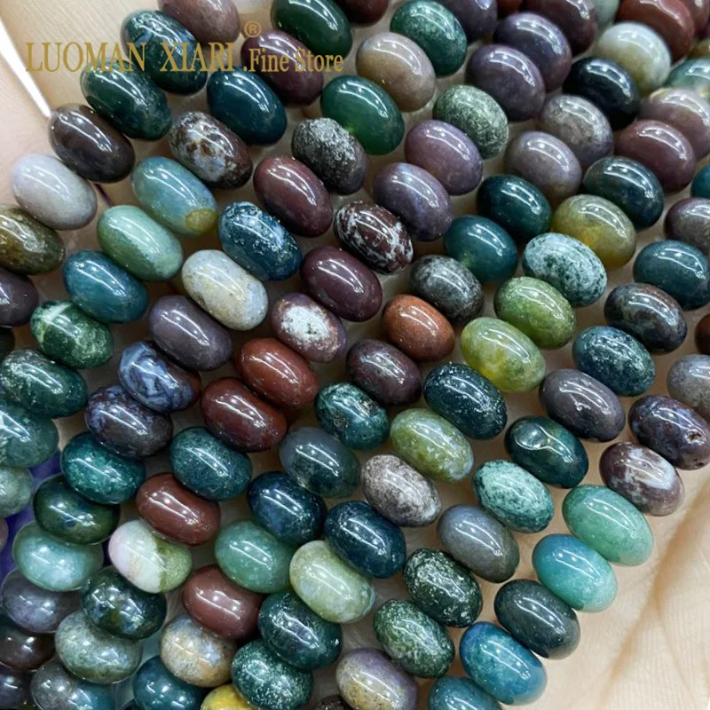 5x8mm-Abacus-India-Agate-Real-Natural-Stone-Gem-Loose-Wheels-Spacer ...