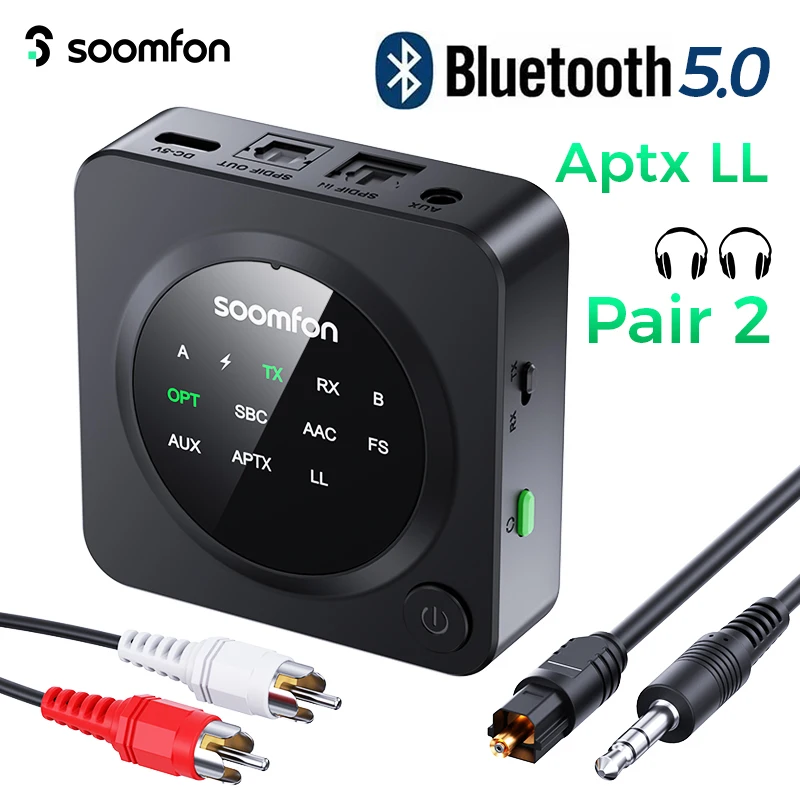 Soomfon aptx ll nenhum atraso bluetooth 5.0 transmissor receptor ...