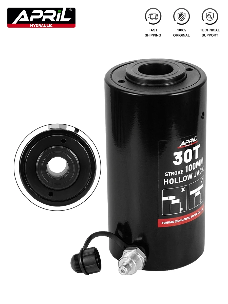30Ton-100mm-Hydraulic-Hollow-Plunger-Jack-Hollow-Plunger-Ram-Hydraulic ...