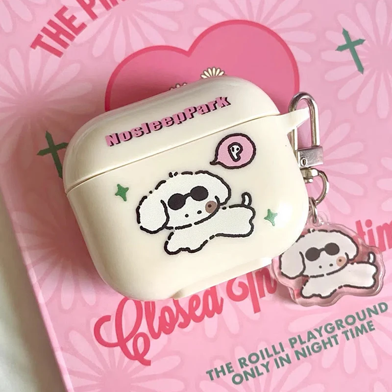 Korean INS Pet Dogs AirPod Case with Keychain for AirPods 1 2 3 Pro 2 ...