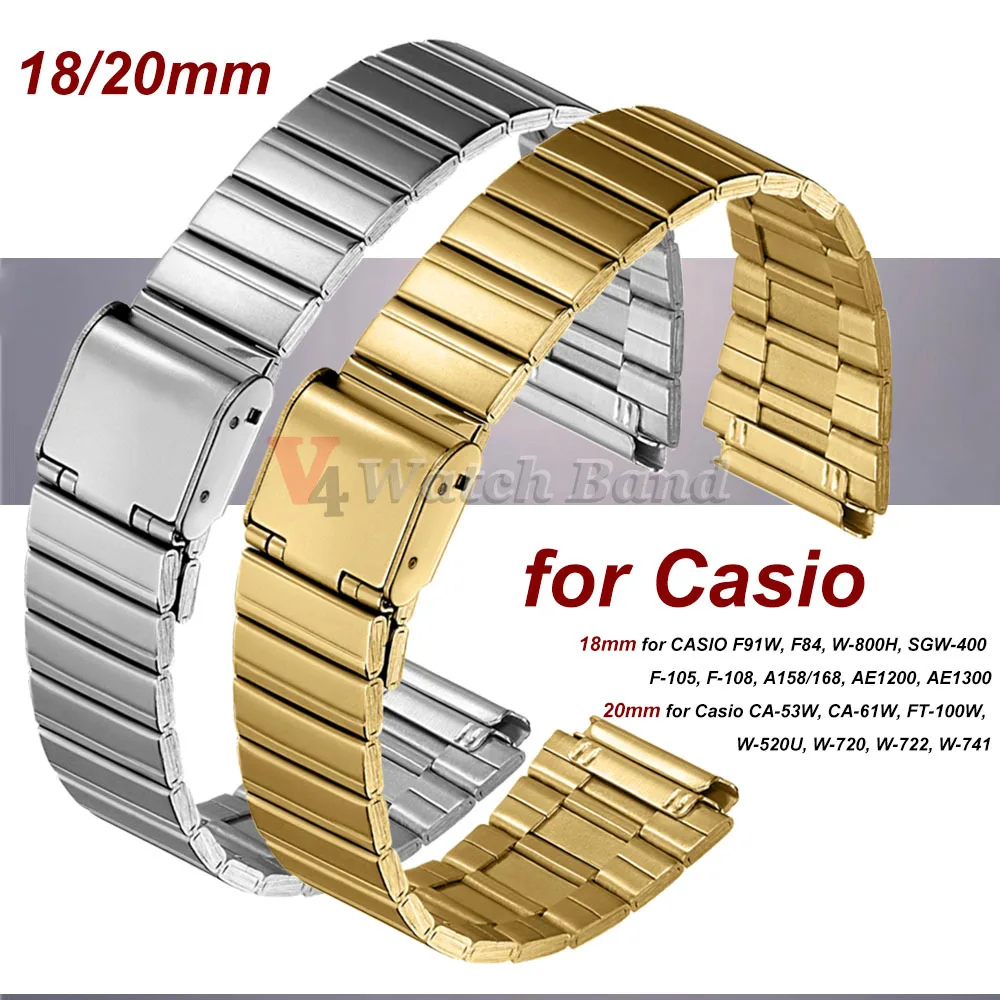 Steel Watch Strap 18mm for CASIO F91W W-800H W800H SGW400 F84 F105/108 ...