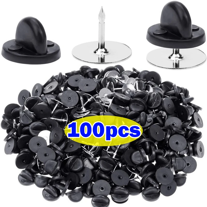 50/100pcs Rubber Brooch Button Clasps Pin Back Clutch Care Cap Nail Tie ...