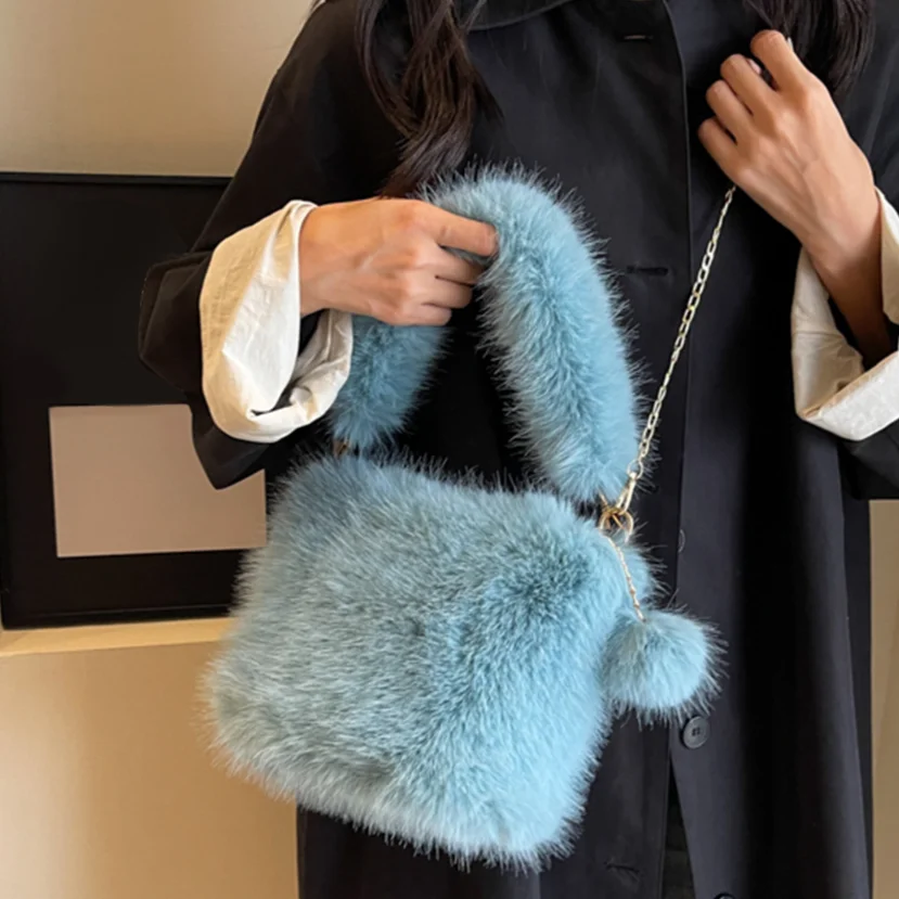 Luxury-Fluffy-Women-Bucket-Handbag-Autumn-Winter-Furry-Fashion-Chain ...