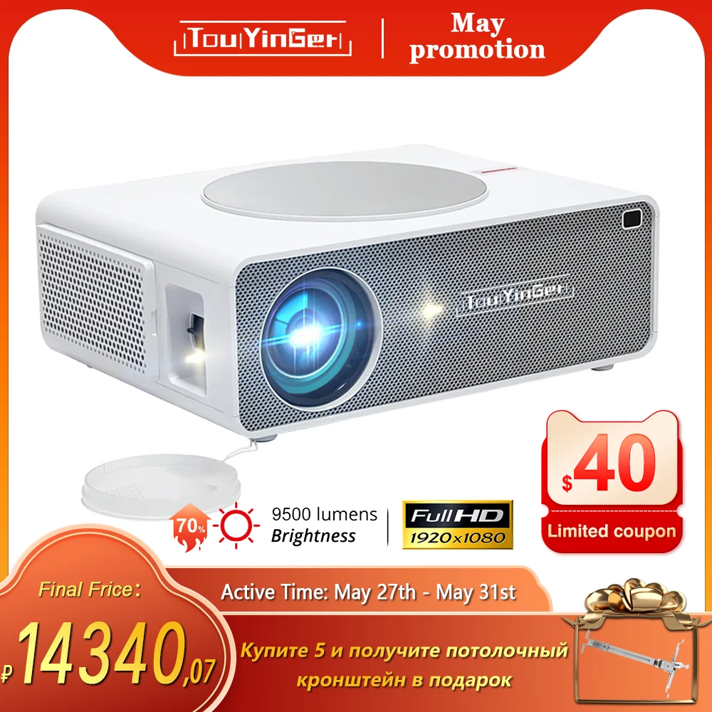 TouYinger Q10 Projector Full HD Home Theater Cinema 9500 Lumens LED Beamer 4K Projectors Support ...
