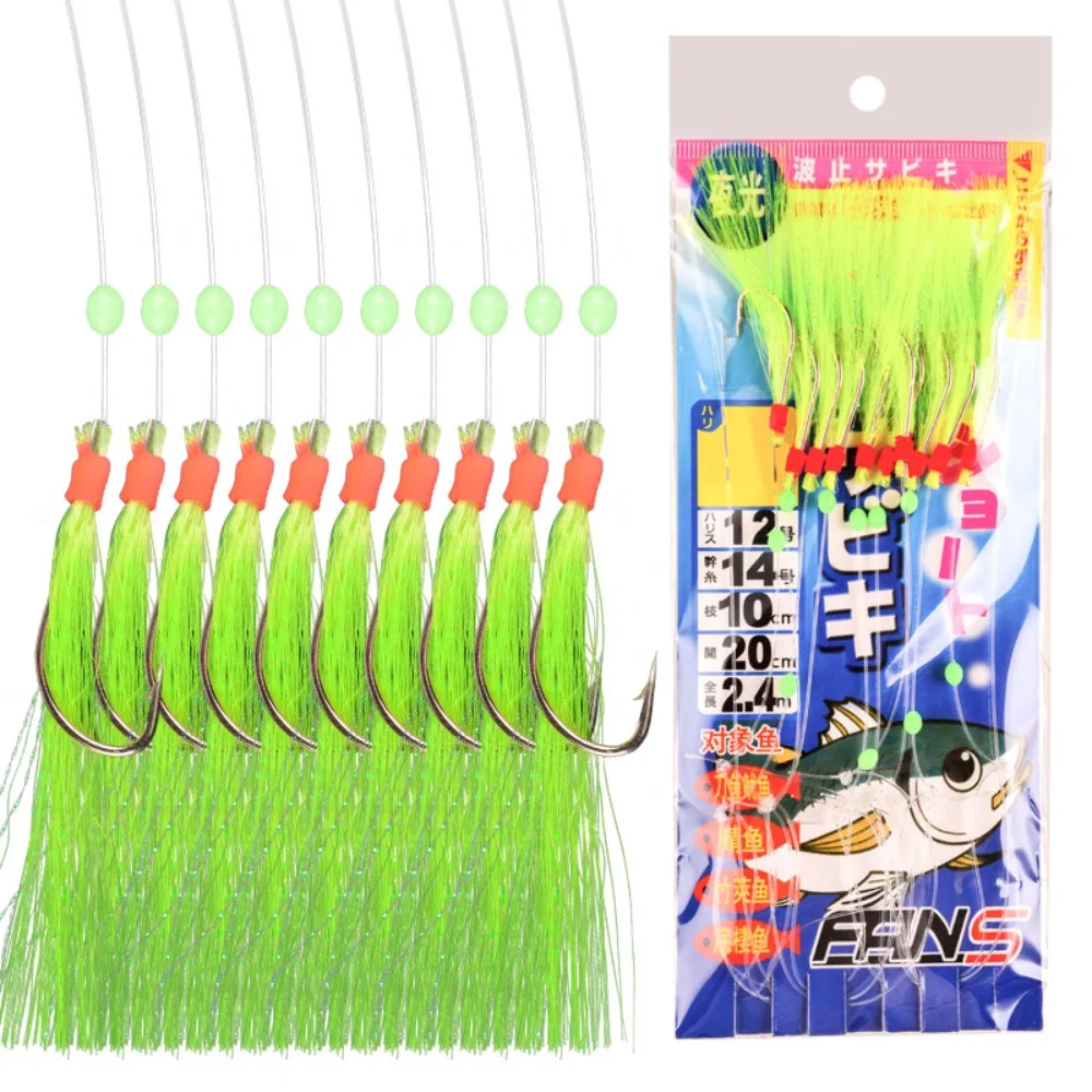 10pc-4-0-Fishhook-Mackerel-Barbed-Hook-Bass-Cod-Lures-Sea-Fishing-Rigs ...