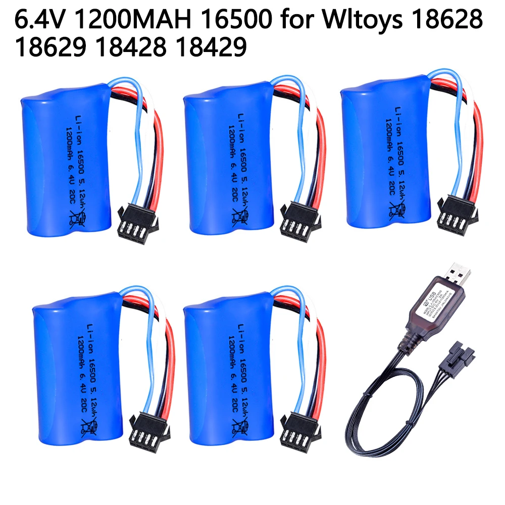 6.4V 1200mah Li-ion Battery 16500 SM-4P Plug with USB charger For ...