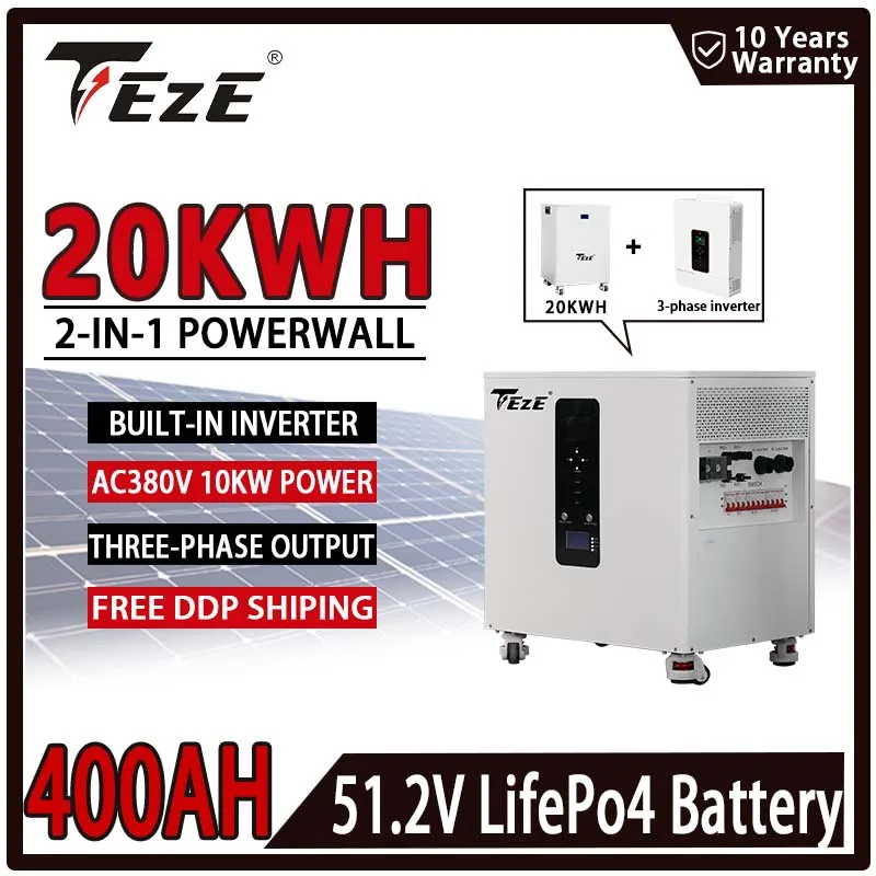 TEZE-Three-Phase-AC380V-15KWH-20KWH-Powerwall-51-2V-300AH-400AH-LiFePO4-Battery-With-Inverter ...