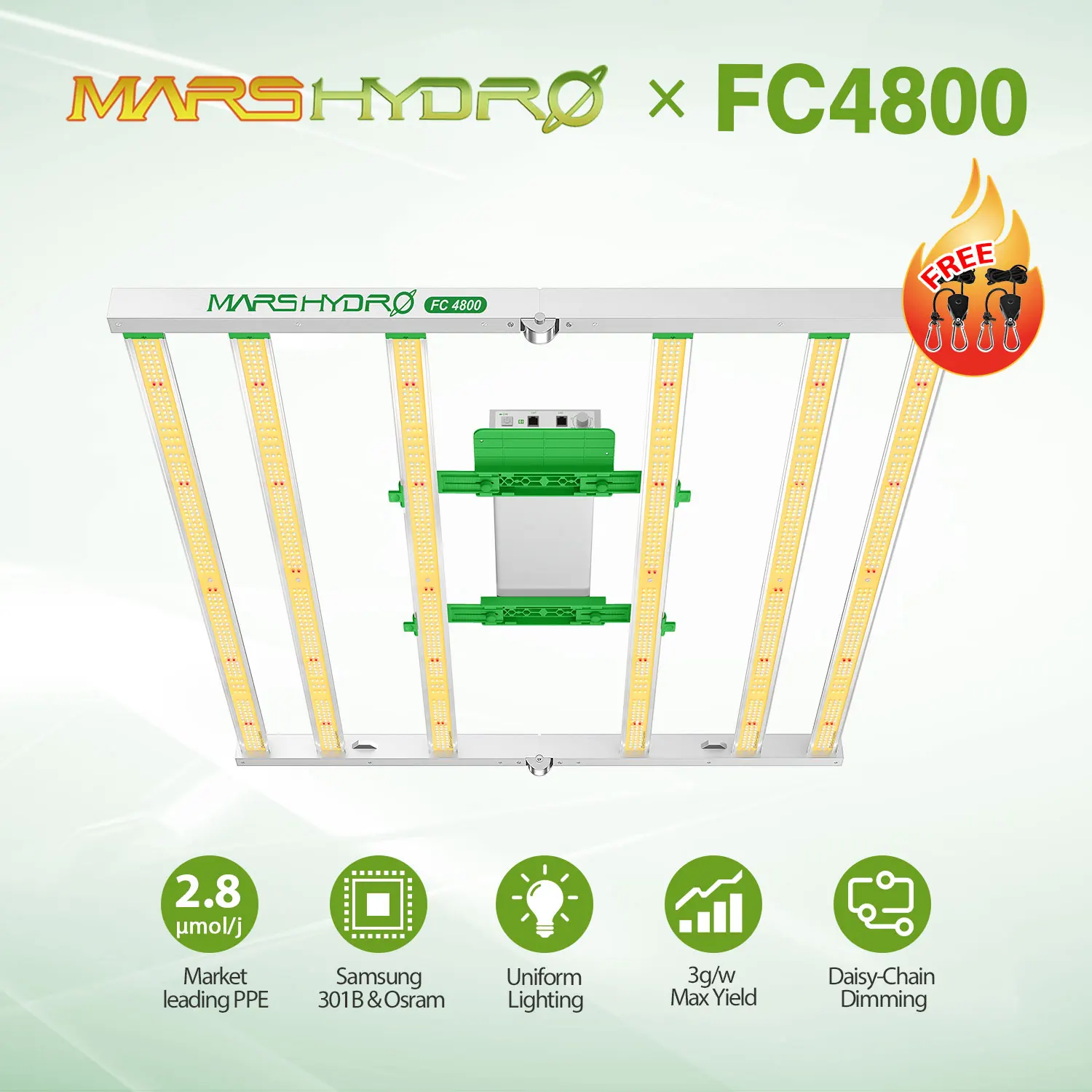 Mars Hydro Luz Led de cultivo FC 4800, espectro completo regulable, Chips Samsung LM301B para ...