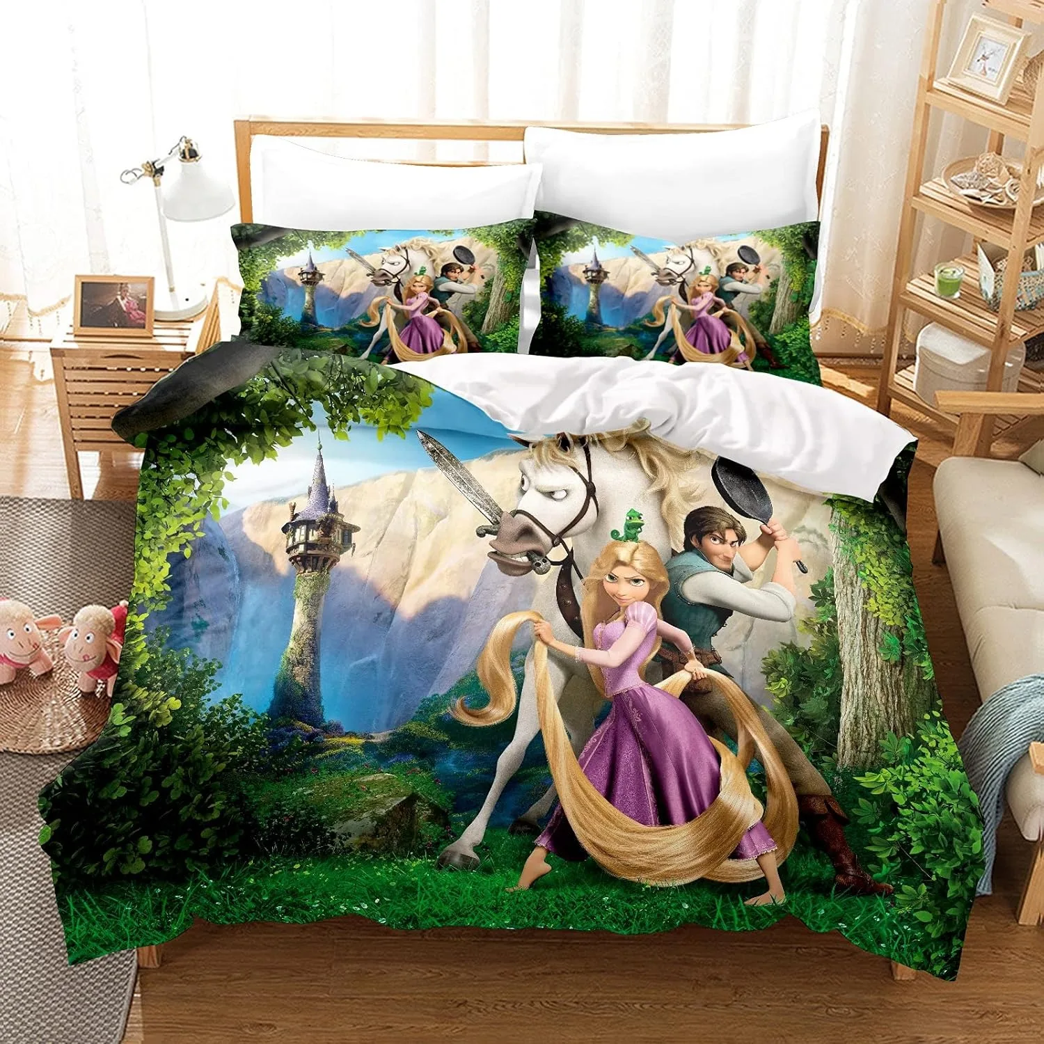 Disney-Princess-Bedding-Set-Tangled-Rapunzel-Quilt-cover-3D-printing ...
