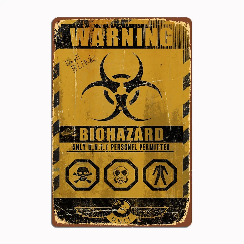 UNIT-Warning-BIOHAZARD-Metal-Sign-Club-Home-Cinema-Vintage-Painting-D ...