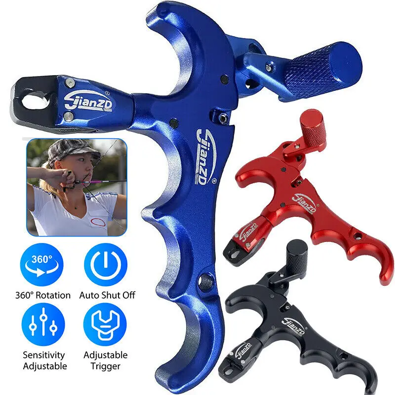 4 finger Metal release aid 360 Degrees Rotating Clamp archery caliper ...