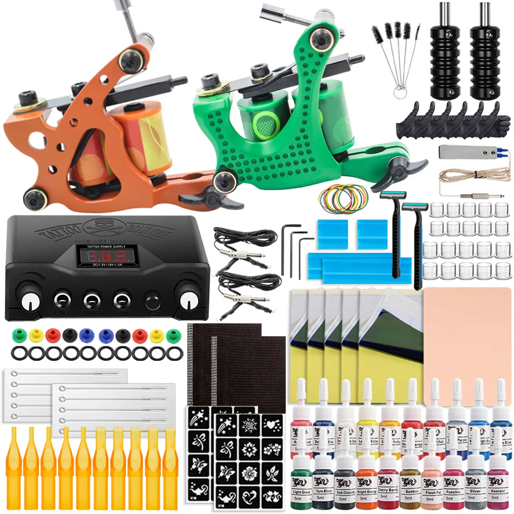 Complete-Coil-Tattoo-Machine-Kit-10-Wraps-Coil-Machine-Gun-Set-for ...