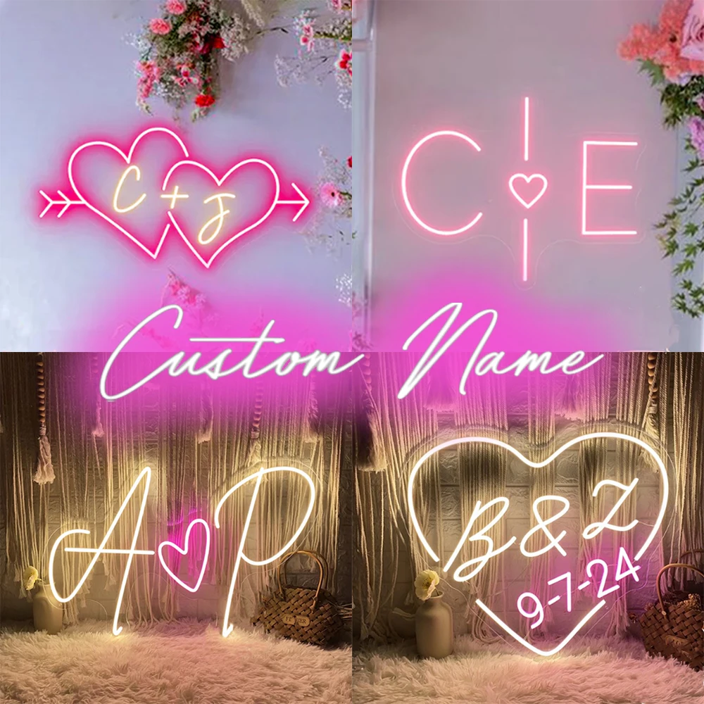 Custom-Neon-Sign-Heart-Neon-Initials-Name-Wedding-Sign-Led-Name-Neon ...