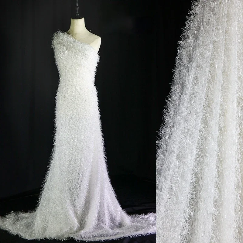 White-tassel-Lace-fabric-Plush-Wedding-clothing-DIY-Sewing-dance-skirt ...