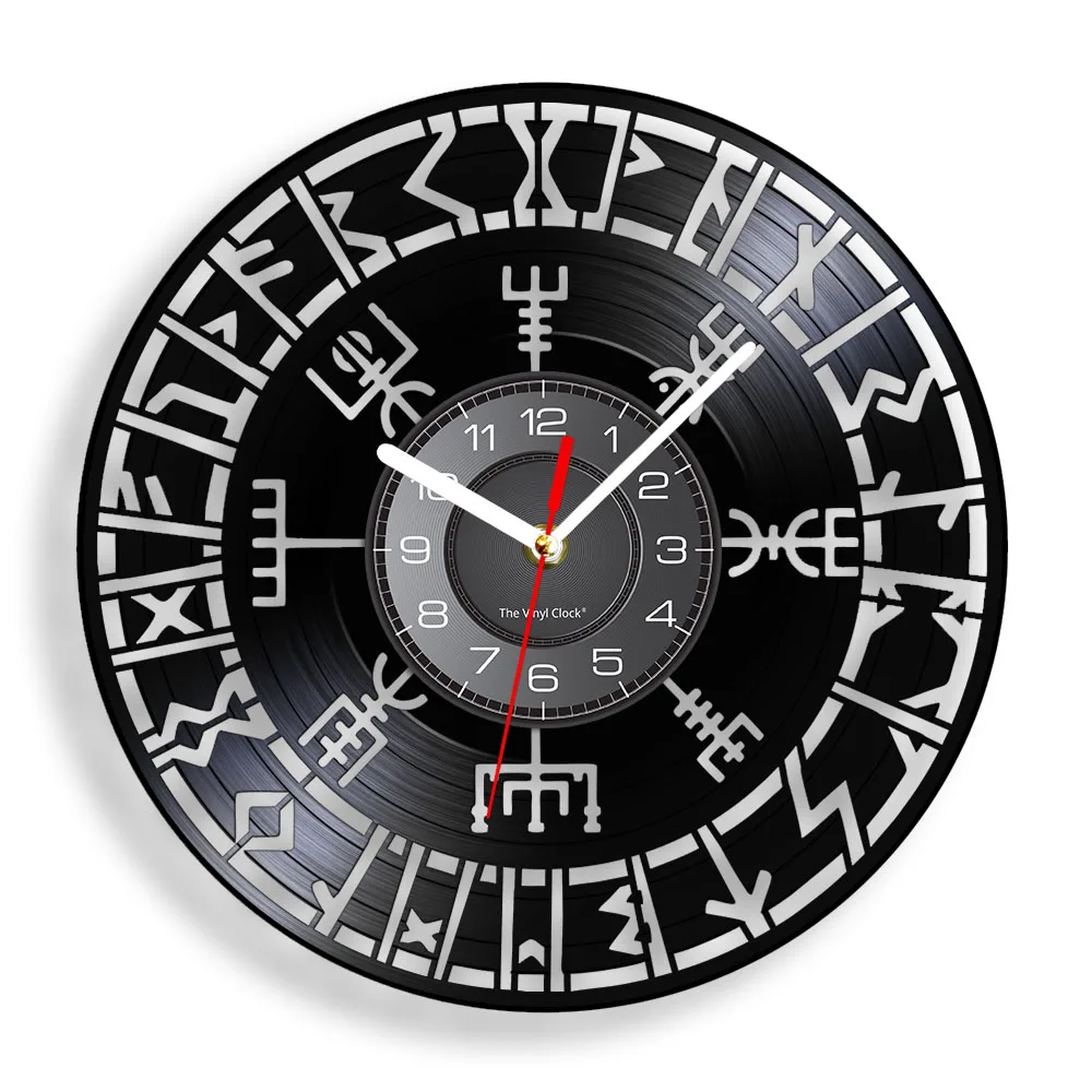Nordic-Mythology-Vegvisir-Runes-Symbol-Vinyl-Record-Wall-Clock-For ...