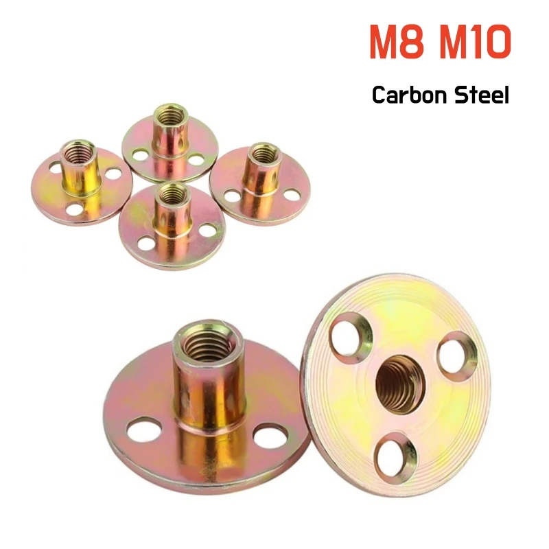 1-2-5pcs-Three-Holes-Locking-Flange-Nut-M8-M10-Carbon-Steel-Metal ...