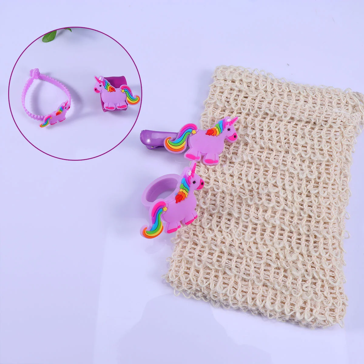 4pcs-Cartoon-Clap-Ring-Cartoon-Unicorn-PVC-Ring-Bracelet-Hair-Ring-Kids ...