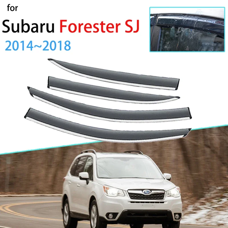 4x Car Side Windows Visors for Subaru Forester SJ 4 2014~2018 2015 ...