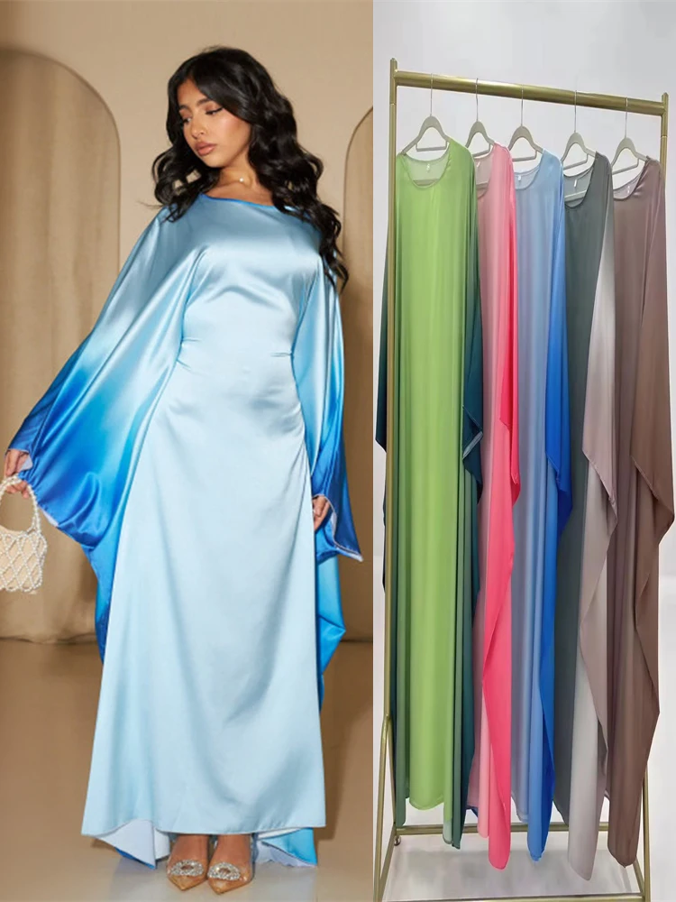 Gradient-Color-Shiny-Batwing-Satin-Maxi-Abaya-Dubai-Luxury-2024-Abayas ...