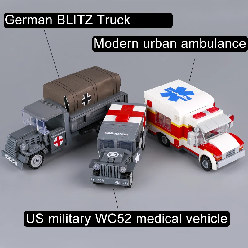 WW2 Military German Soldier Truck Building Blocks US WC54 Medical ...