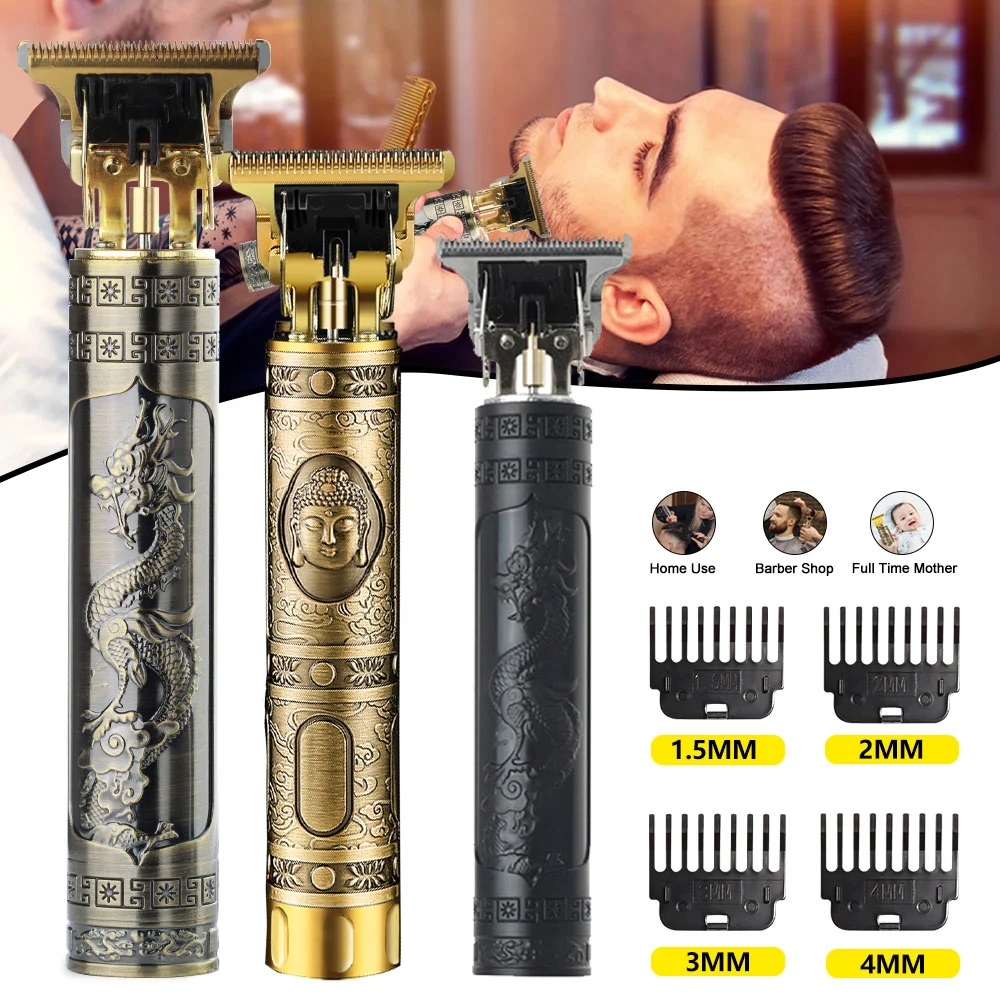 Vintage USB cabelo elétrico clipper para homens barbeador recarregável ...