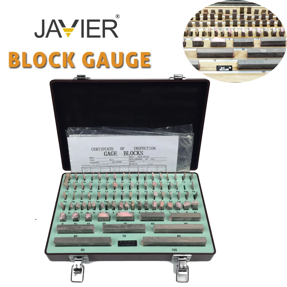 JAVIER 1.005-100mm 0 Grade 1 Grade Block Gauge Inpsection Block 83pcs ...