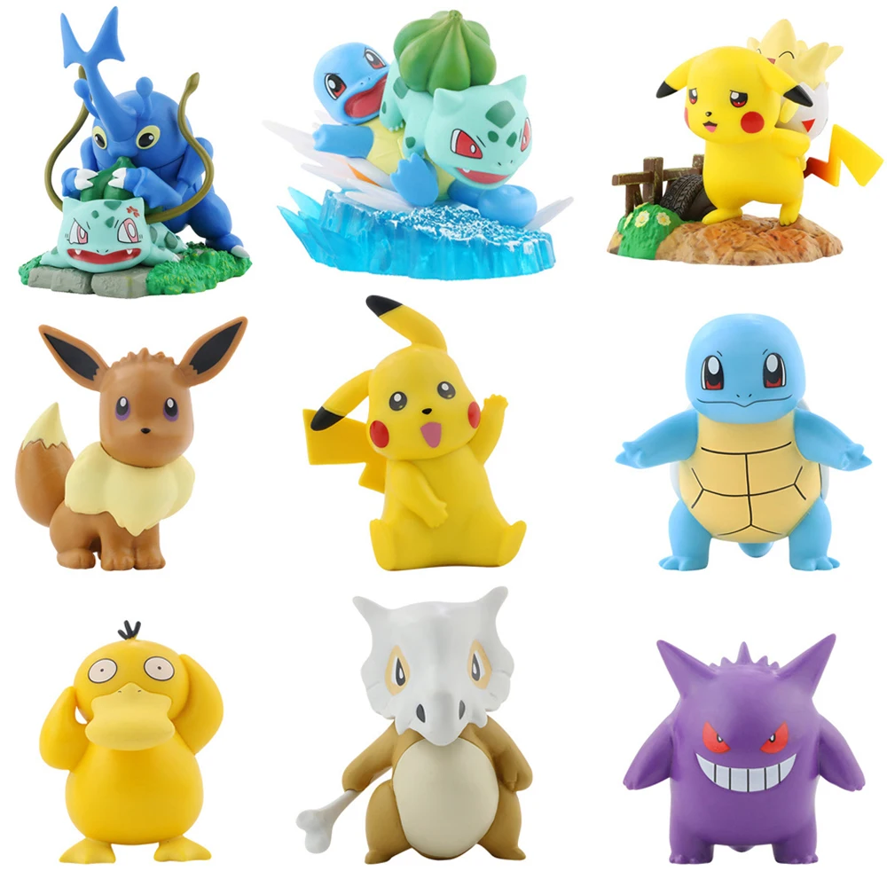 New-Pokemon-Figures-Toys-Set-5-10cm-Squirtle-Pikachu-Psyduck-Gengar ...