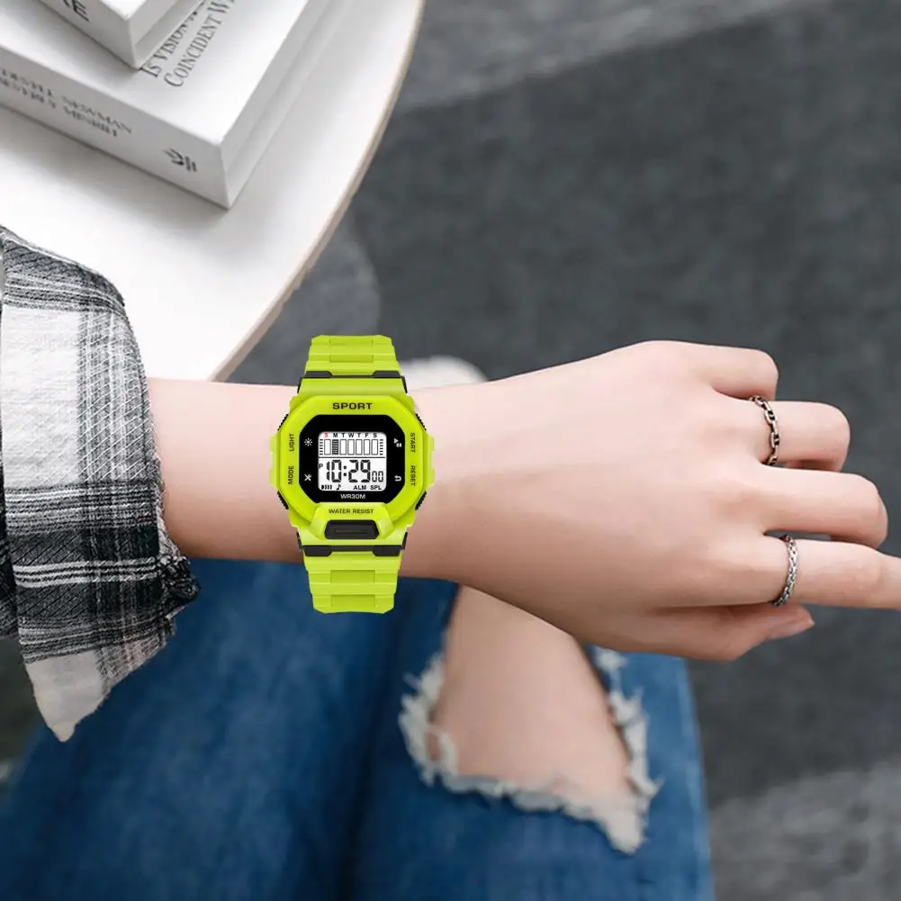 Casual-Digital-Watch-Soft-Wristband-Electronic-Watch-Waterproof ...